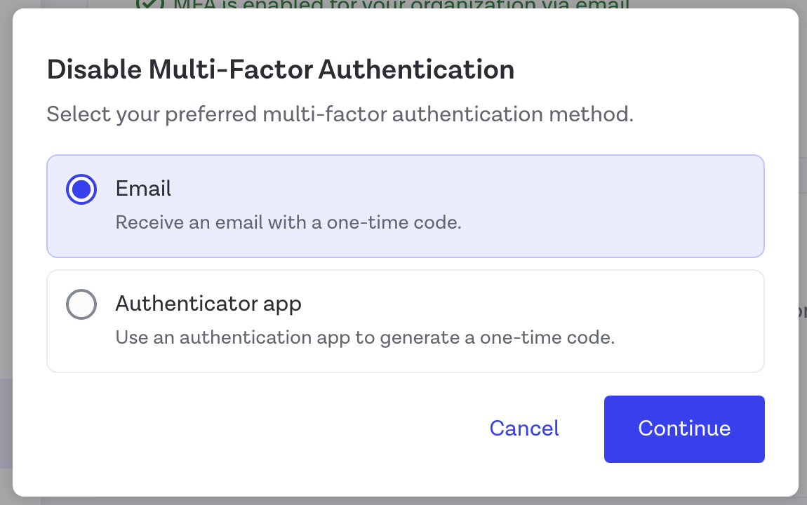 Dashboard - Multi Factor Authentication